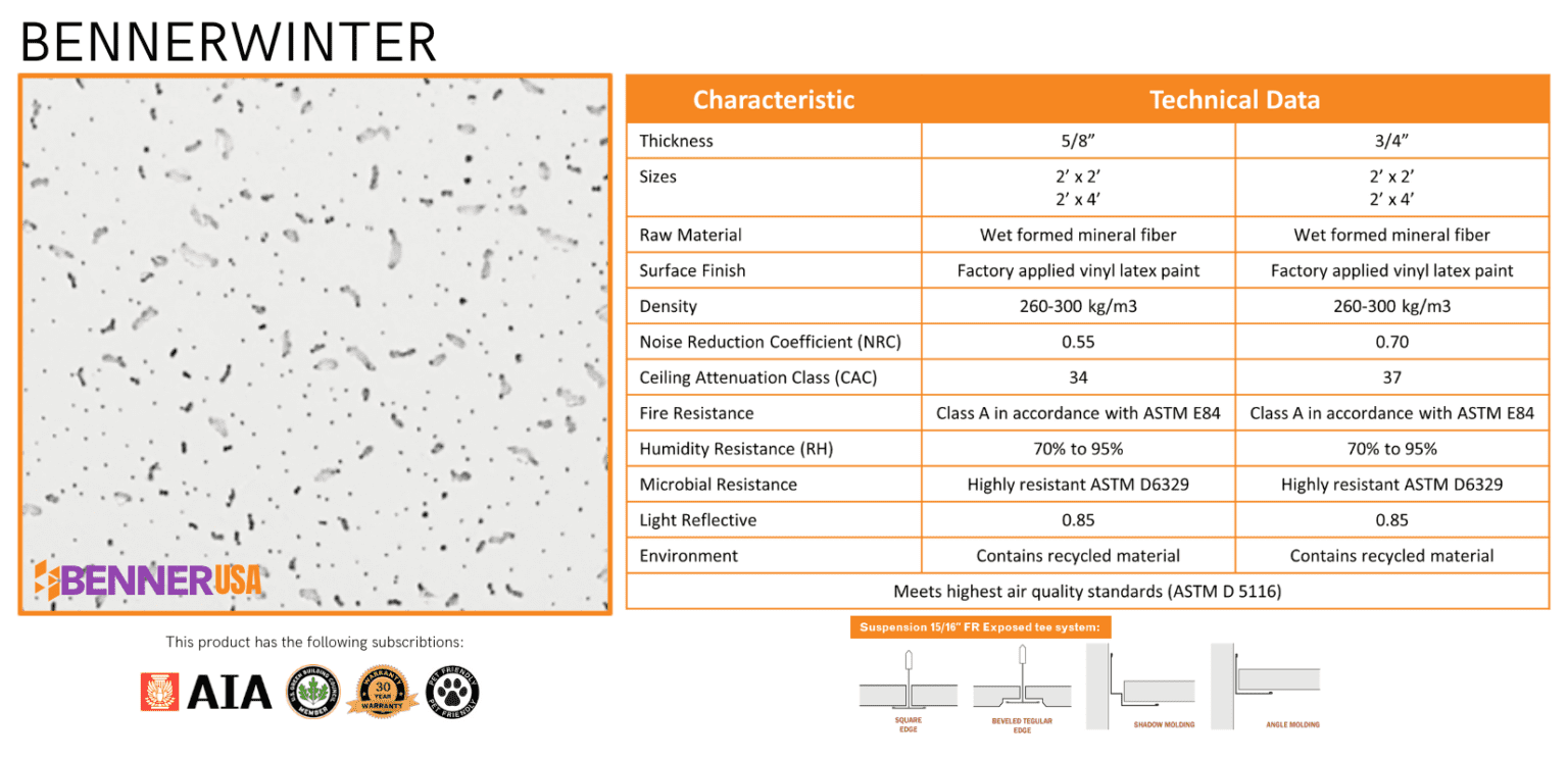 Benner Mineral Fiber Ceiling - Benner USA Corp